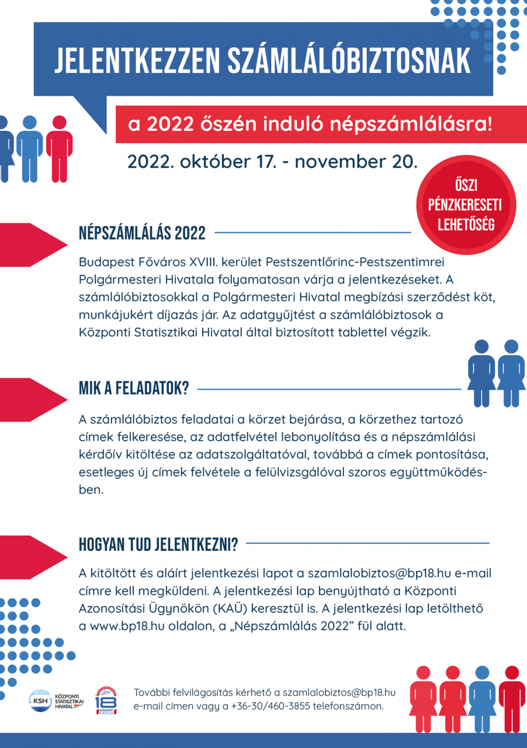 Őszi pénzkereseti lehetőség - még lehet jelentkezni számlálóbiztosnak ...